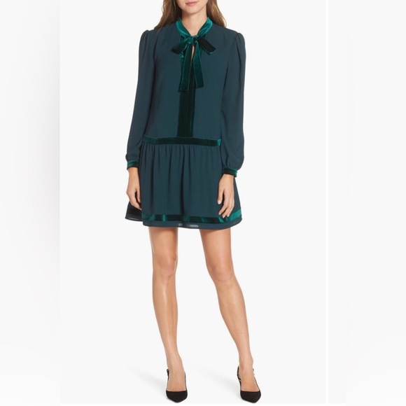 1901 | Dresses | 91 Green Velvet Trim Dress | Poshmark